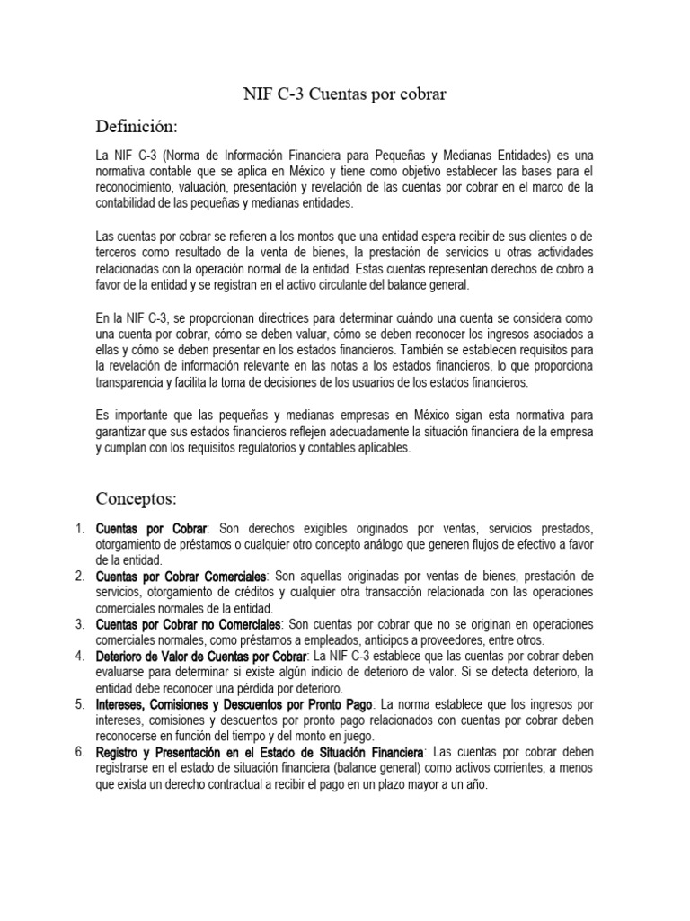 NIF C-3 Cuentas por cobrar | PDF | Contabilidad | Estado financiero