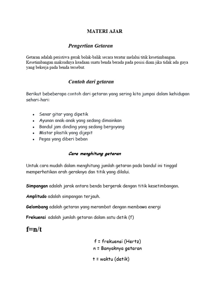 Konsep Dasar Getaran dan Penghitungannya | PDF