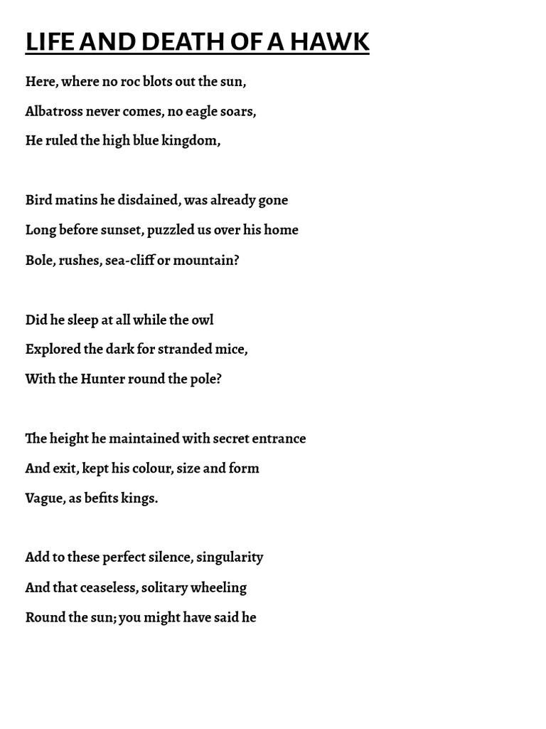 Life and Death of A Hawk | PDF