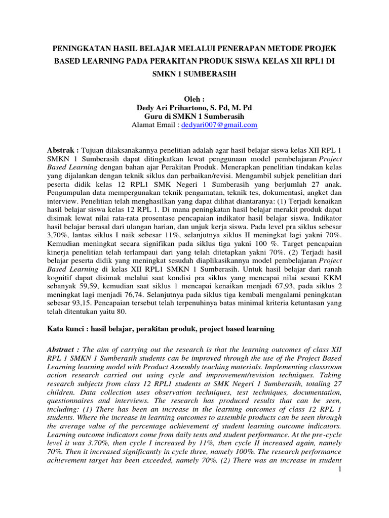 Jurnal Ilmiah - Dedy Ari Prihartono, S.PD, M.PD - SMKN 1 Sumberasih | PDF | Bisnis