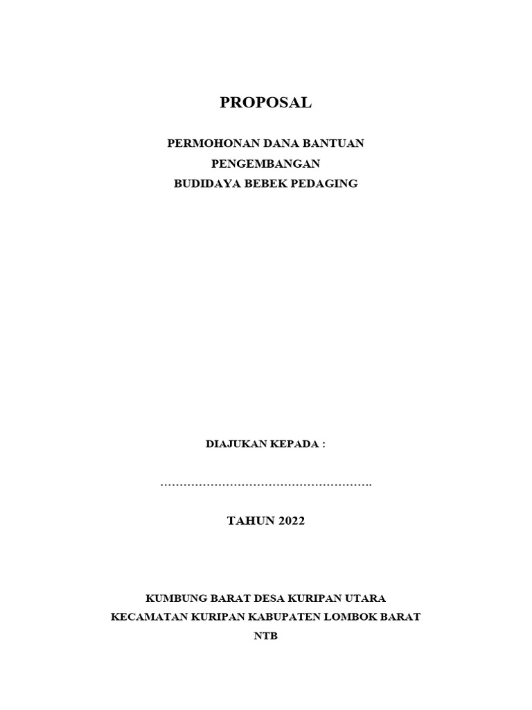 Proposal Bebek Pedaging | PDF