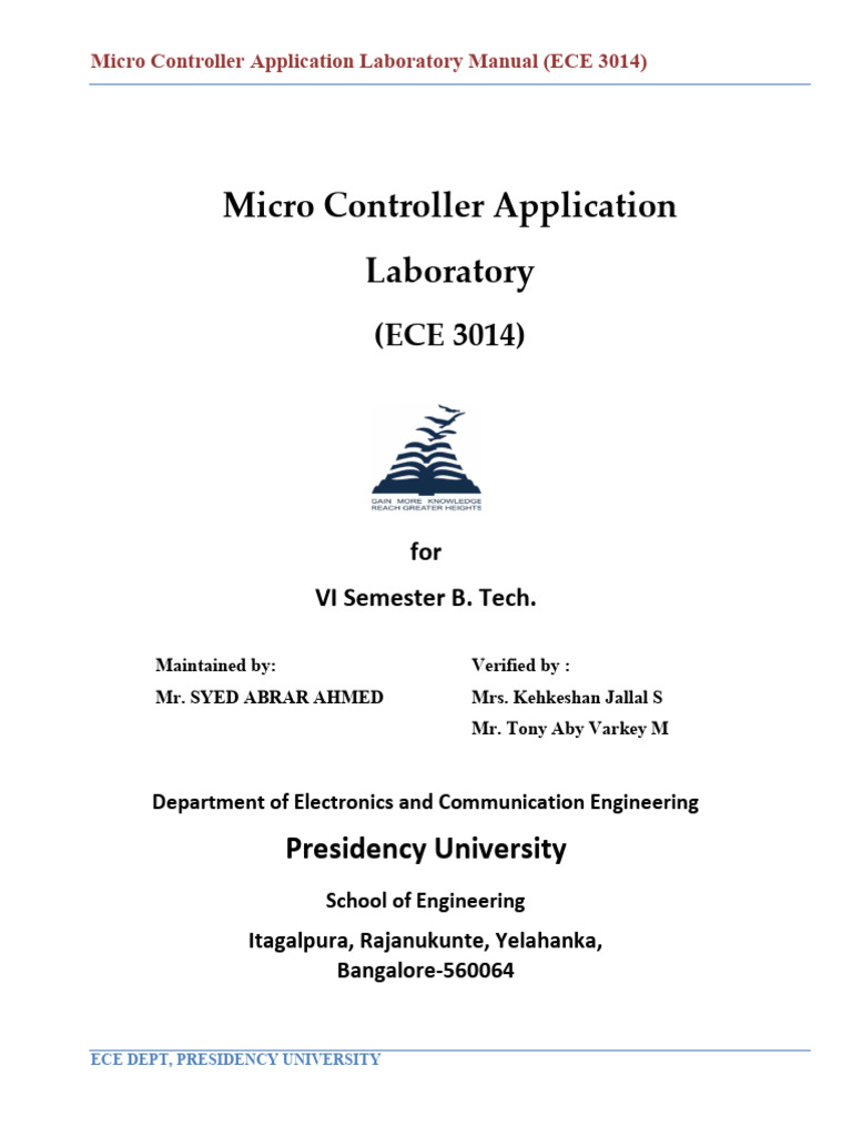 Lab Manual | PDF | Microcontroller | Central Processing Unit