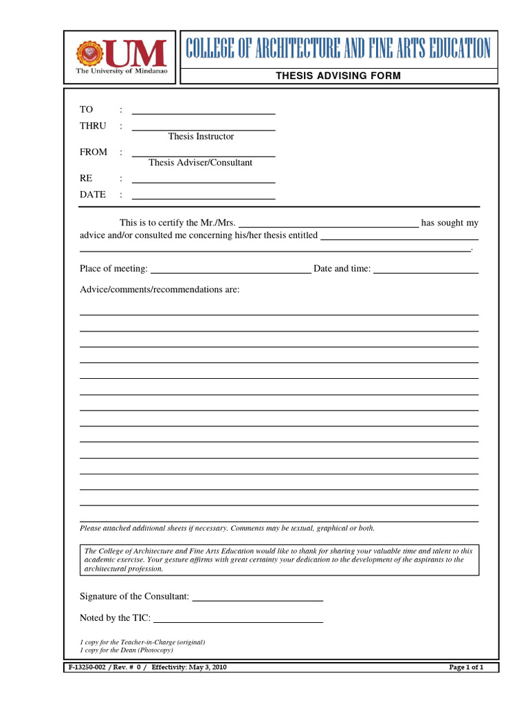 Thesis Advising Form Template | PDF | Career & Growth | Social Science