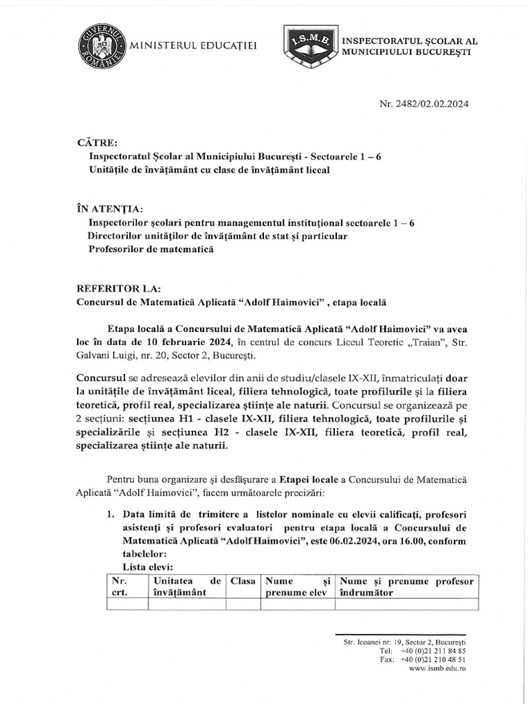 Concurs Matematica | PDF