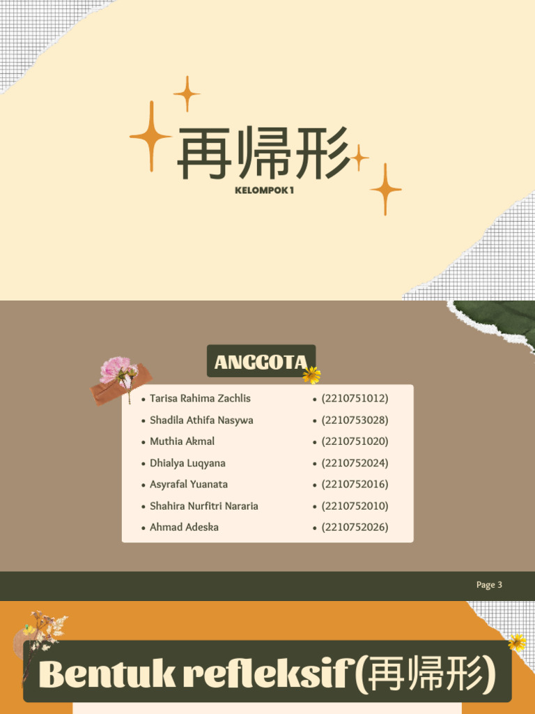 Bentuk Refleksif (再帰形) Kelompok 1 | PDF | Kajian Bahasa Asing