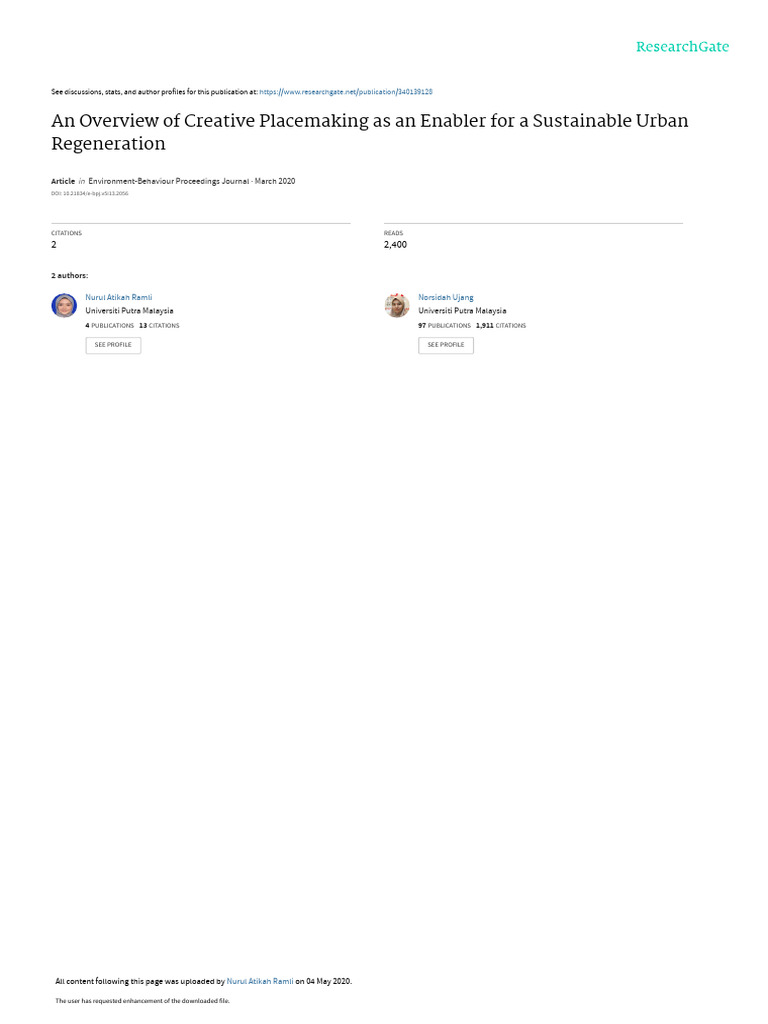 An Overview of Creative Placemaking As An Enabler | Download Free PDF ...