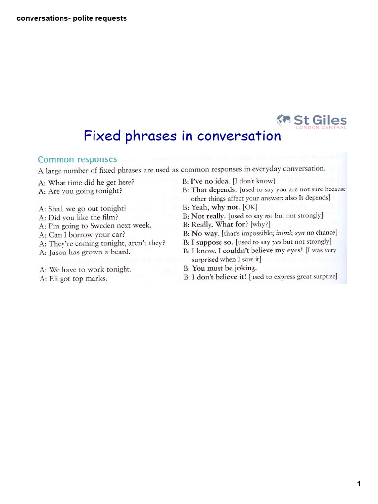 Polite Requests Practice Guide | PDF | Conversation | Human Communication