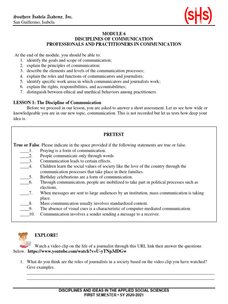 Diass Module 6 | PDF | Communication | Journalism