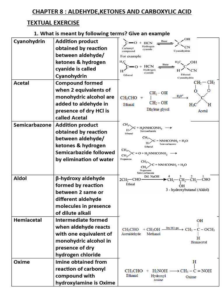 Exercise | PDF | Aldehyde | Ester