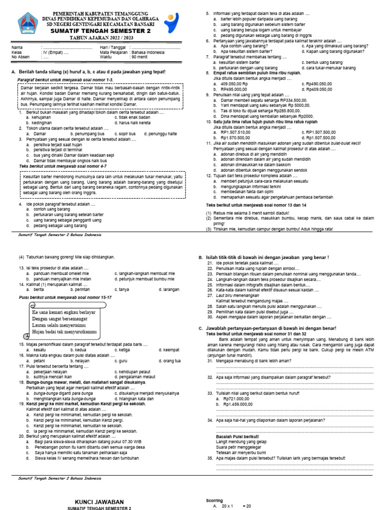 2b. Soal Sts Bindo Sem 2 | PDF