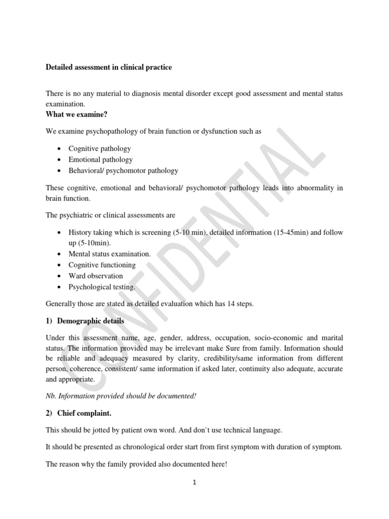 Detailed Assessment in Clinical Practice | PDF | Psychometrics ...