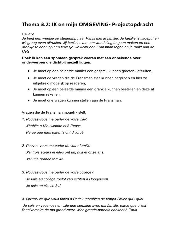 3V - Thema 2 - PO2 Mondeling | PDF
