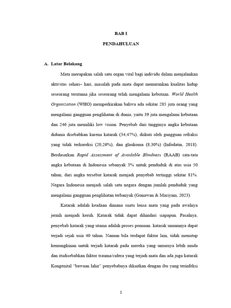 Kecemasan Pasien Pre Operasi Katarak | PDF