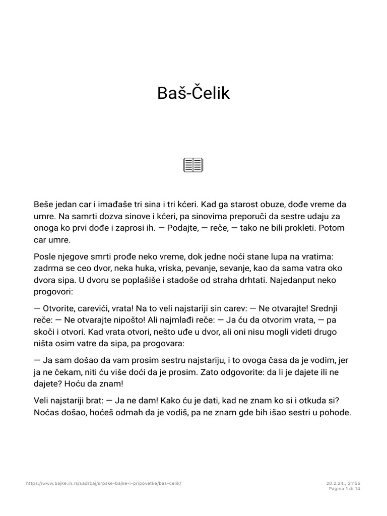 Baš-Čelik · Najlepše Bajke Sveta | PDF