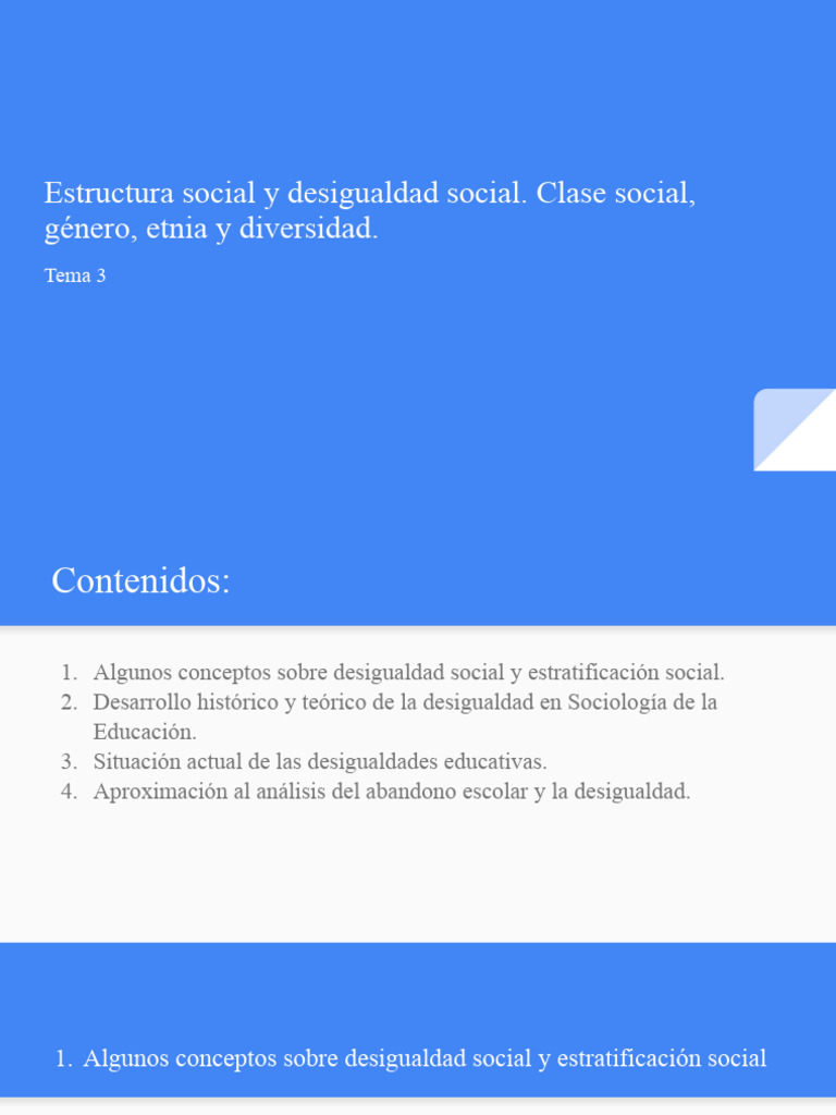 Tema 3 Estructura Social Y Desigualdad Social Clase Social Género