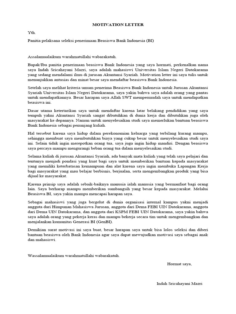 Motivation Letter | PDF