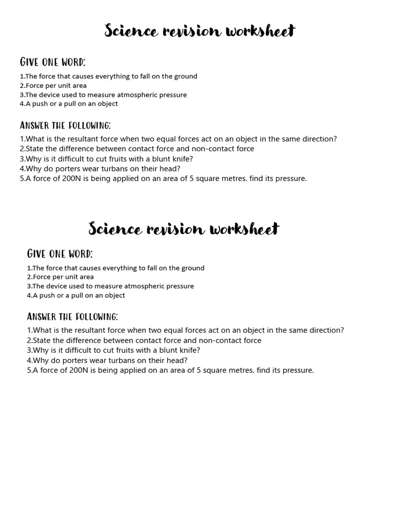 Class 8 Force and Pressure | PDF | Force | Pressure