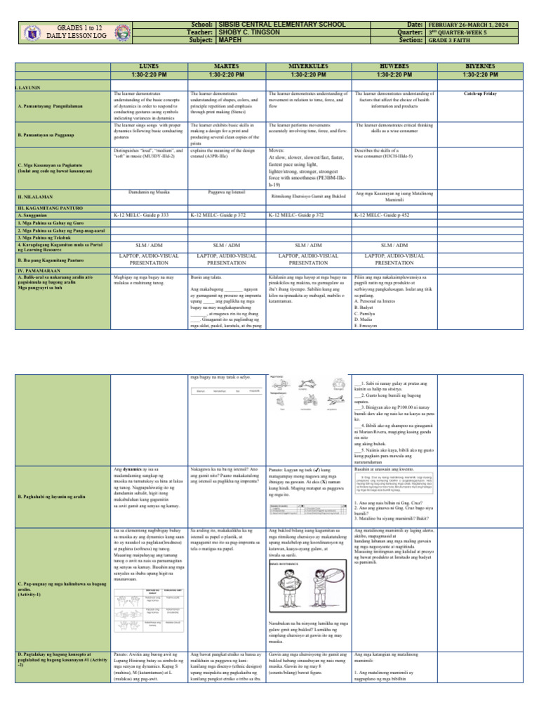 MAPEH Week 5 | PDF | Learning | Cognition