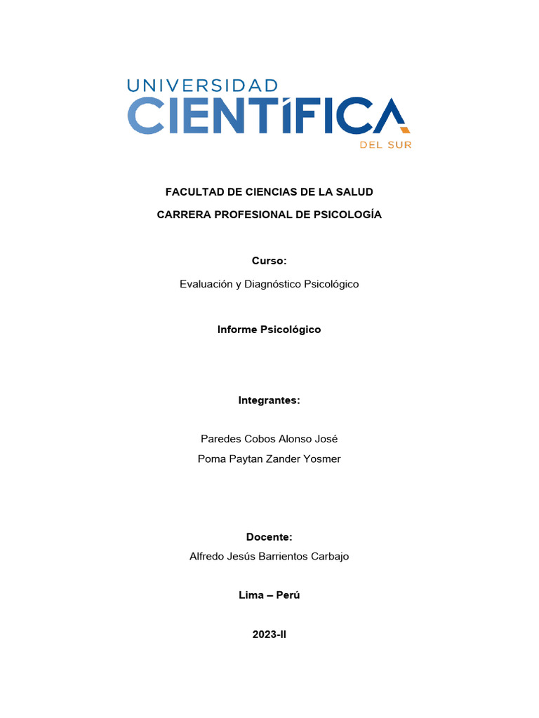 Informe Psicológico Final Descargar Gratis Pdf Terapia De Conducta 1890