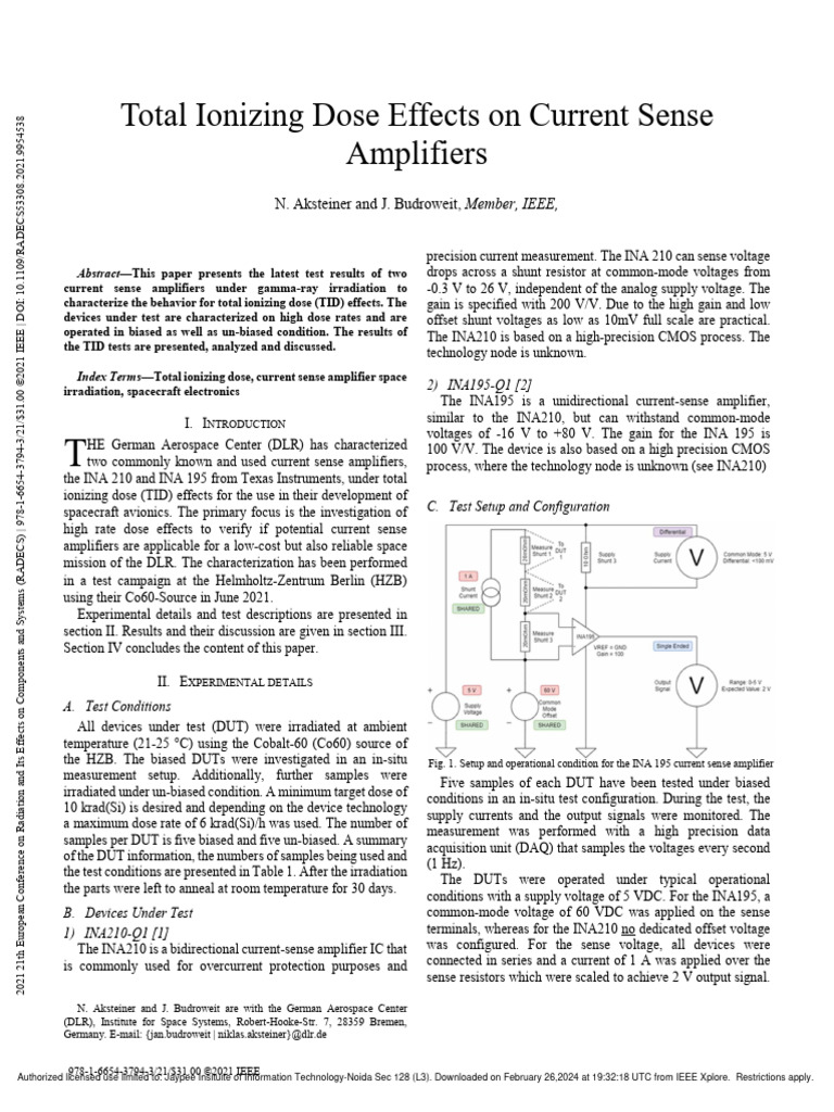 TID Testing of INA210 and INA195 Amplifiers | PDF | Amplifier | Bias Of ...