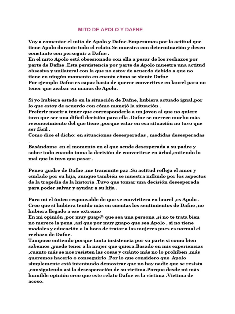 Mito de Apolo y Dafne | PDF | Amor