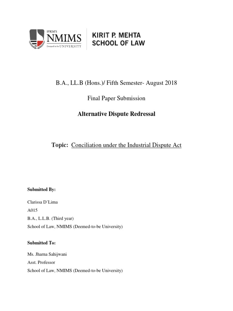 ADR Project - Conciliation Under IDA | PDF | Arbitration | Alternative Dispute Resolution