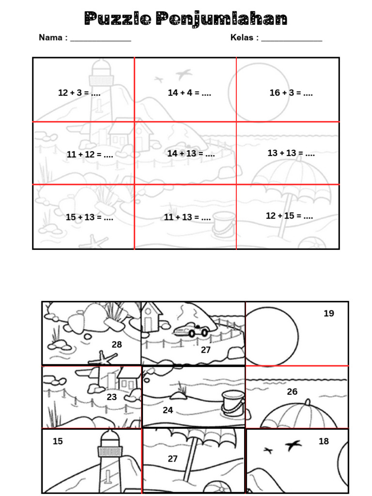 Puzzle Penjumlahan Sederhana SD | PDF
