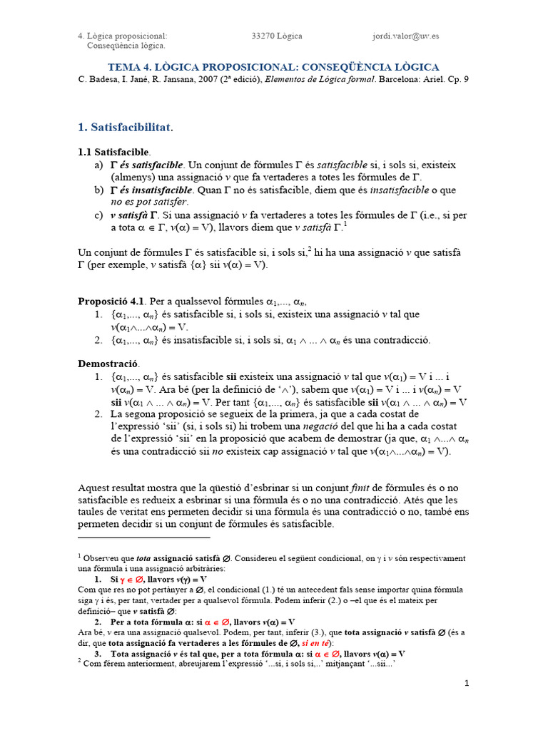 4 Lògica Formal, Conseqüència Lògica | PDF