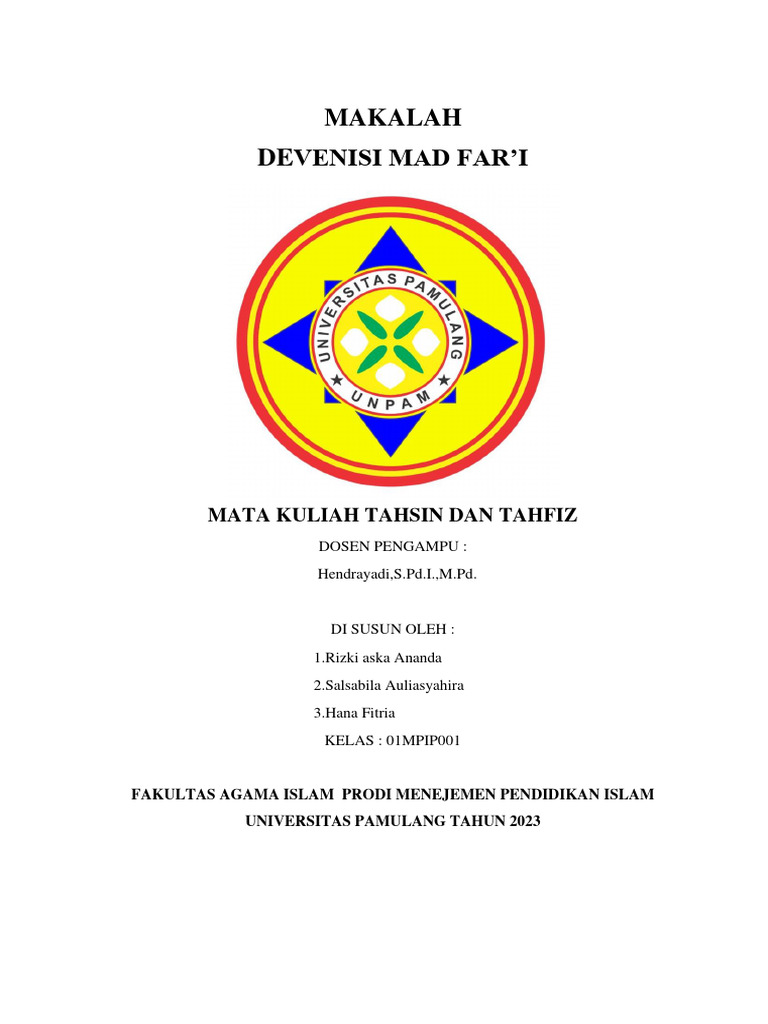 MAKALAH TAHSIN DAN TAHFIZ (Mad Far'i) | PDF