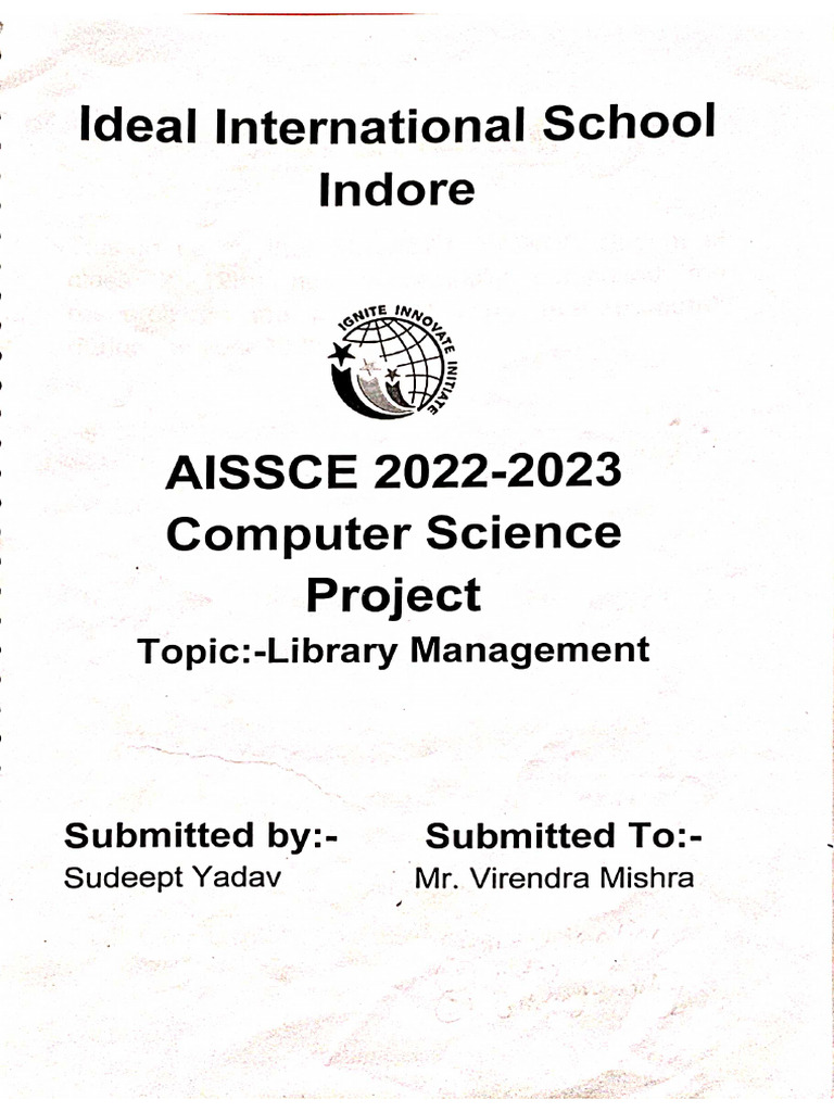 Grade 12 CS Project File | PDF