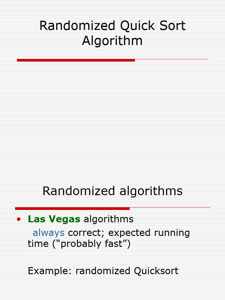 Randomized Quick Sort Explained | PDF