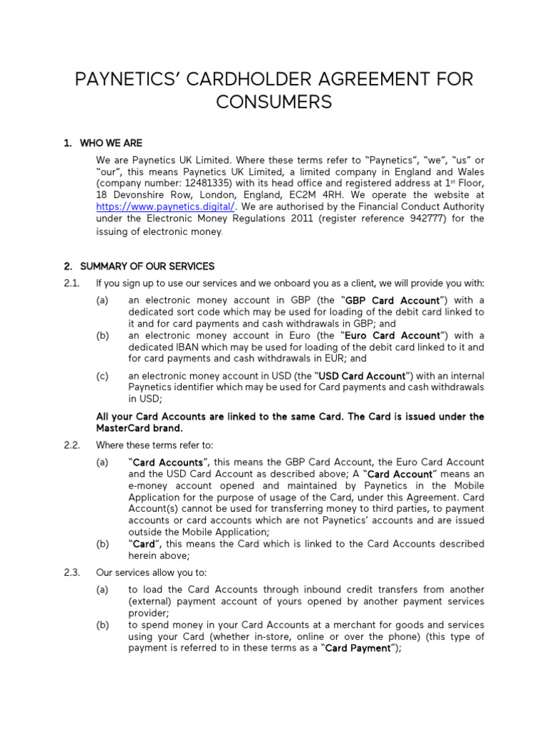 Terms and Conditions | PDF | Payments | Cash