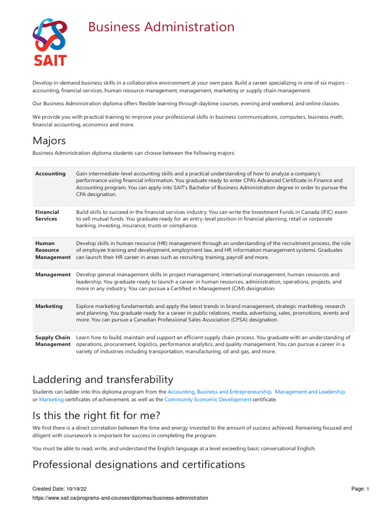 Business Administration | PDF | Business | Professional Certification