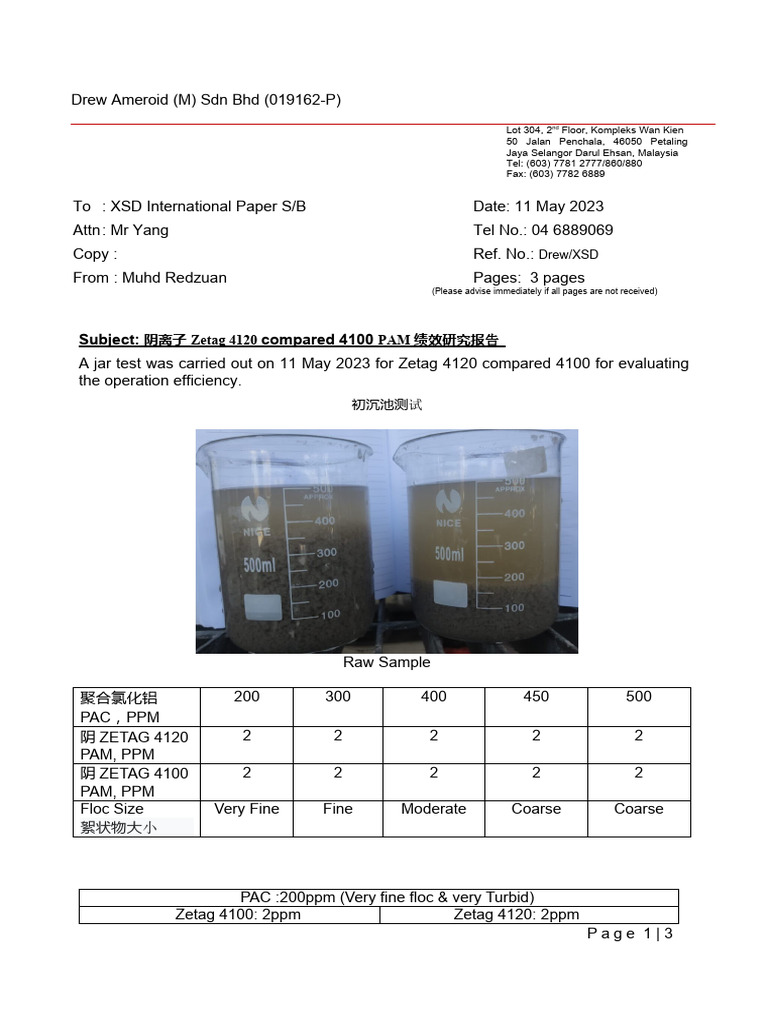 Zetag 4120 vs 4100 Performance Study | PDF | Industrial Processes ...
