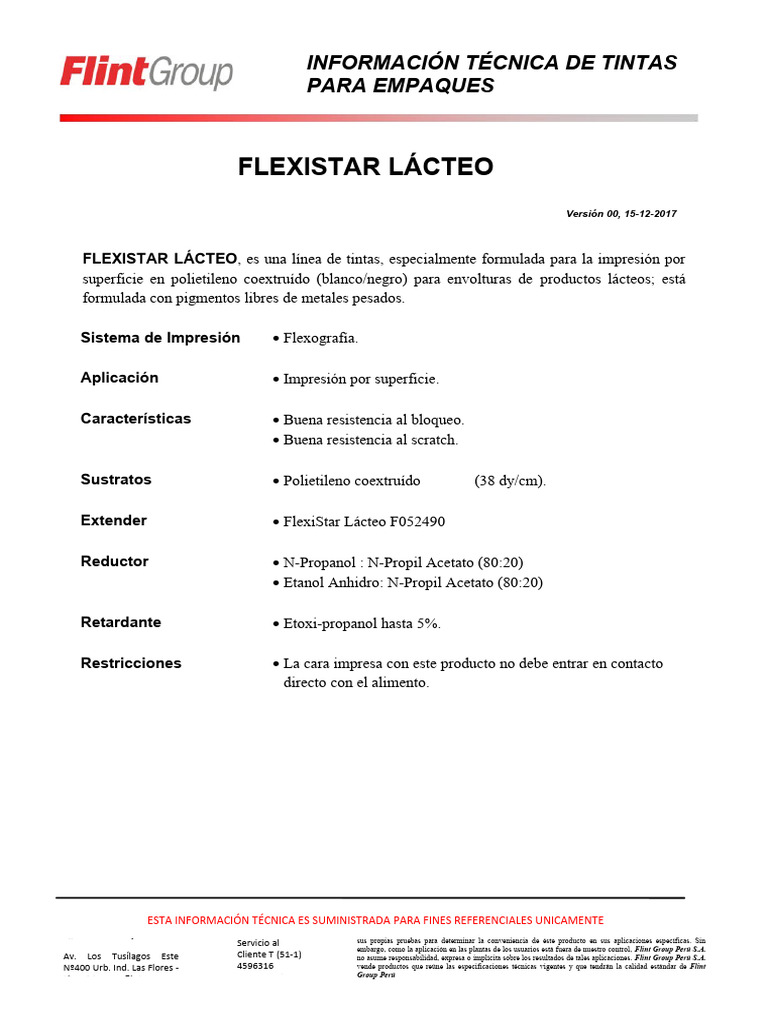 It Gen Flexistar Lacteo v00 | PDF | Química | Ciencias fisicas