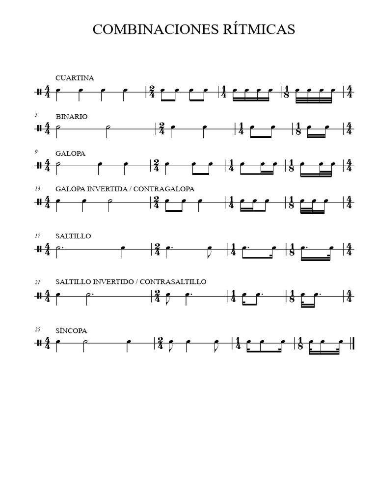 COMBINACIONES RÍTMICAS (Compás Simple) | PDF