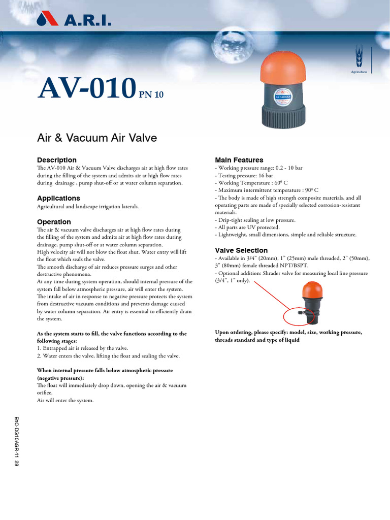 Av010agr SPC 13 | PDF | Valve | Pump