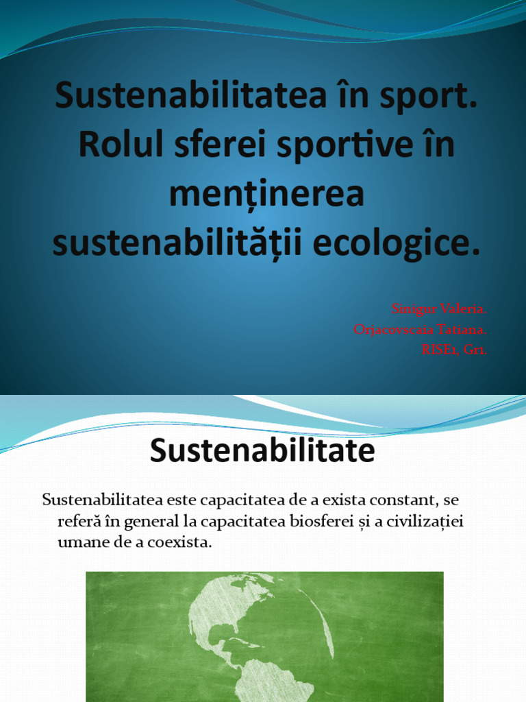 Sustenabilitatea În Sport - Sinigur V., Orjacovscaia T. | PDF