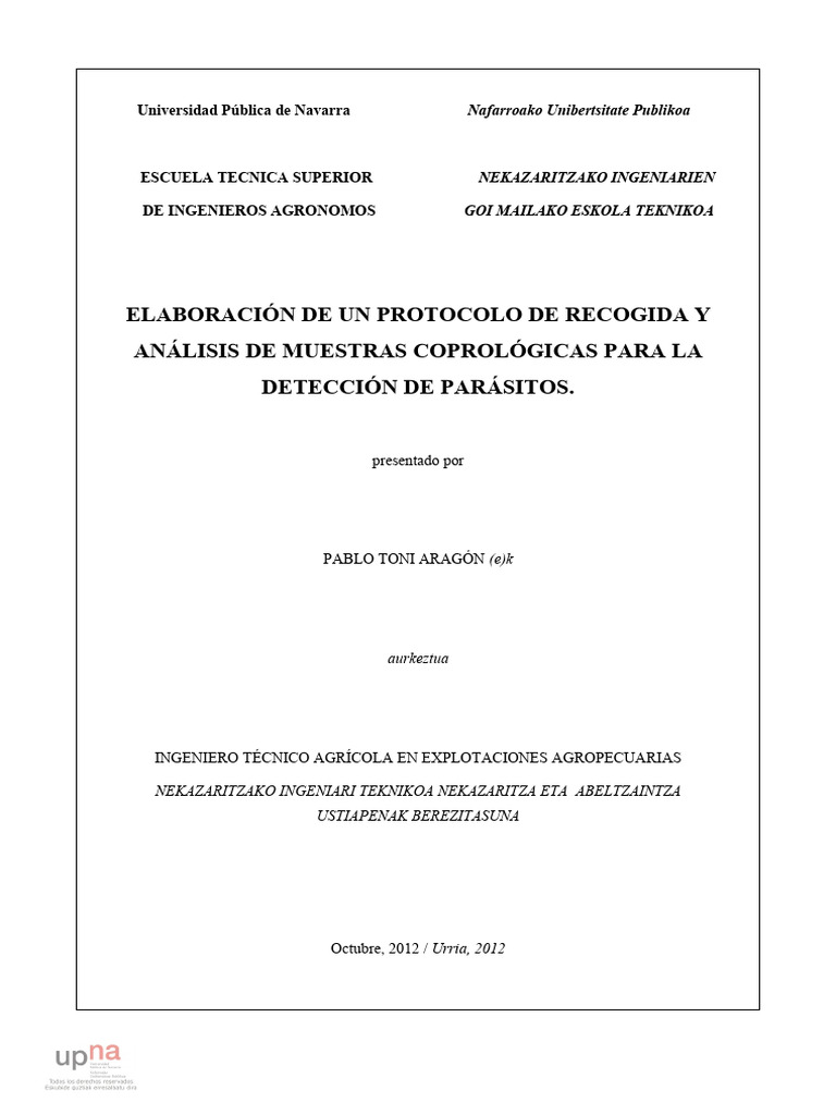 Elaboracion de Protocolo U Navarra | PDF | Parasitología | Especialidades Medicas