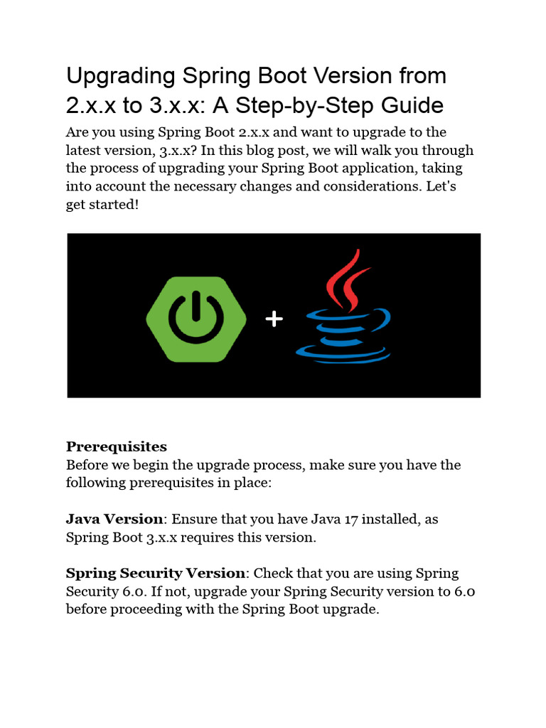 Upgrading Spring Boot To 3.xx | PDF | Spring Framework | Java Platform