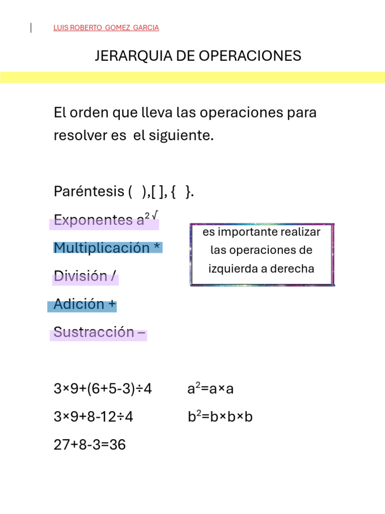 Jerarquia de Operaciones | PDF