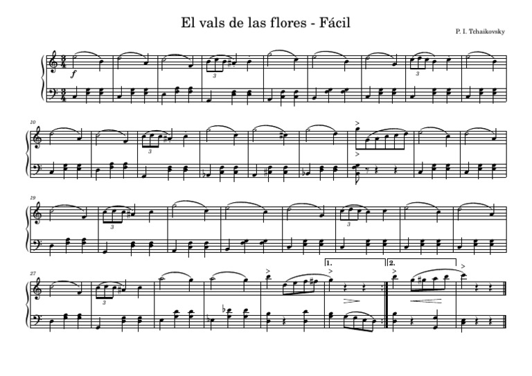 EL Vals de Las Flores - P. I. Tchaikovsky Fácil | PDF