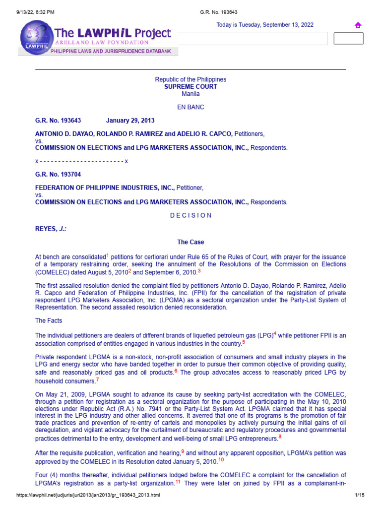 Supreme Court Ruling on LPGMA Registration | PDF | Commission On ...