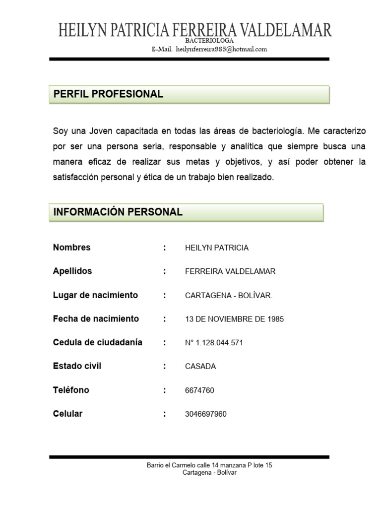 Hoja de Vida Heilyn 1 | PDF