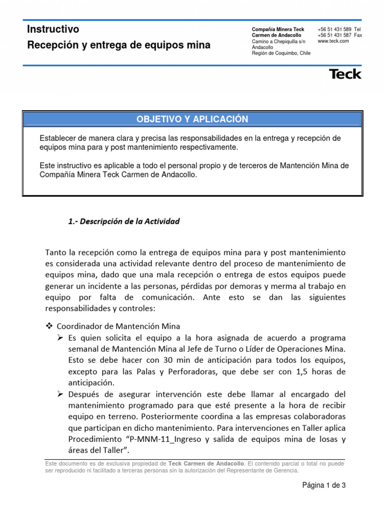 I-MNM-14 - Recepción y Entrega de Equipos Minax | PDF