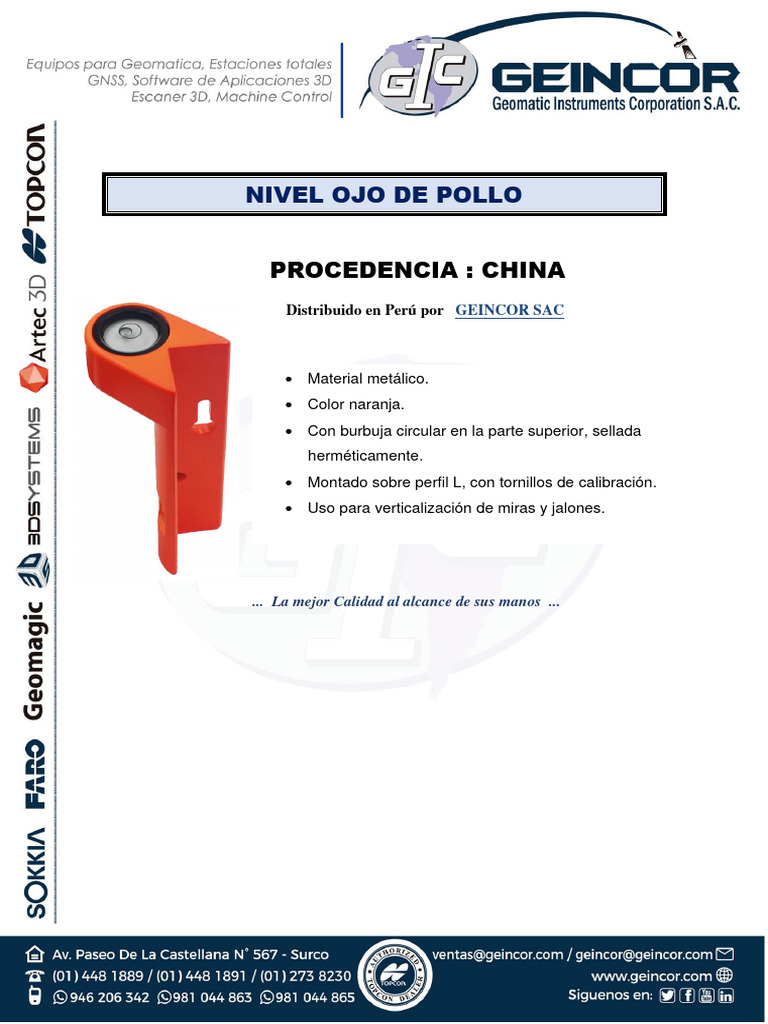 Nivel Ojo de Pollo Metálico en Perú | PDF