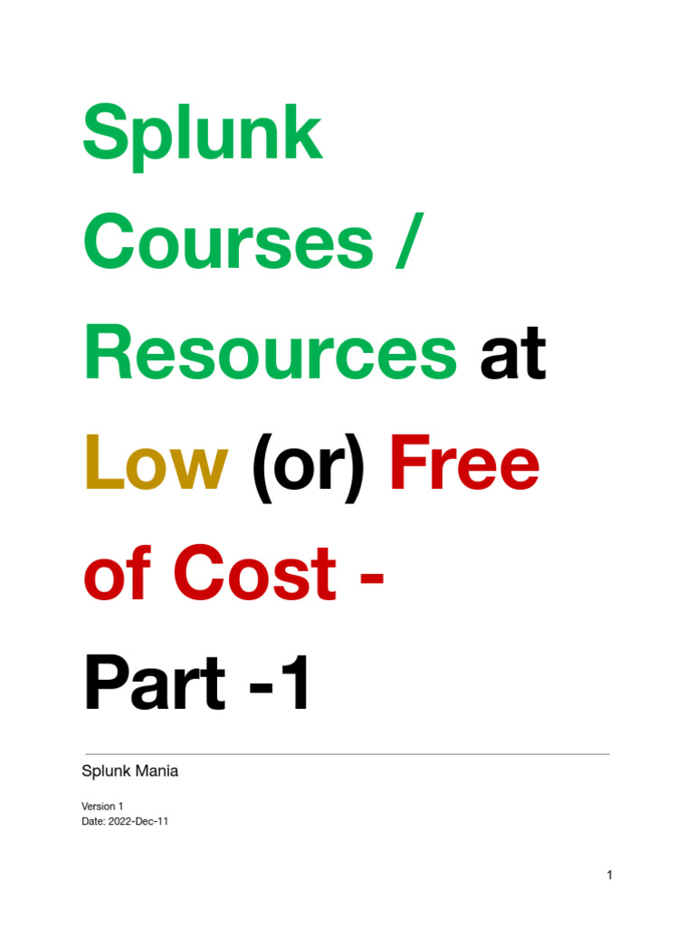 Splunk Learning Resources at Low (Or) Free of Cost - Part-1 | PDF | Educational Technology ...