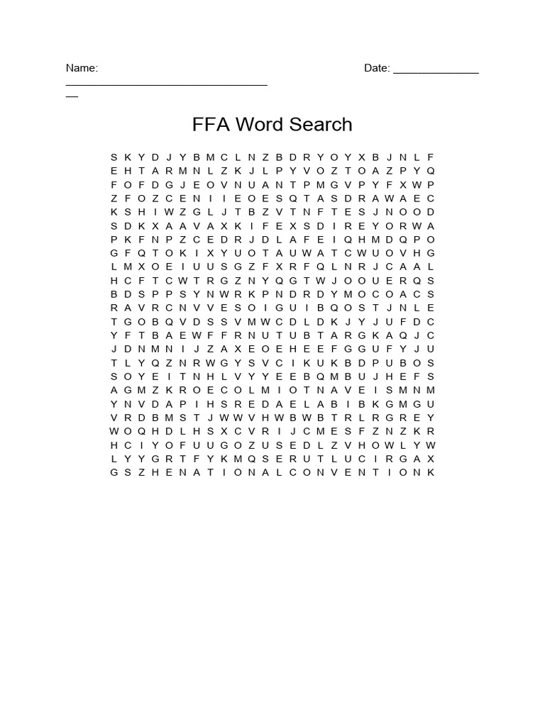 FFA Word Search 5691d 62fd4a98 | PDF