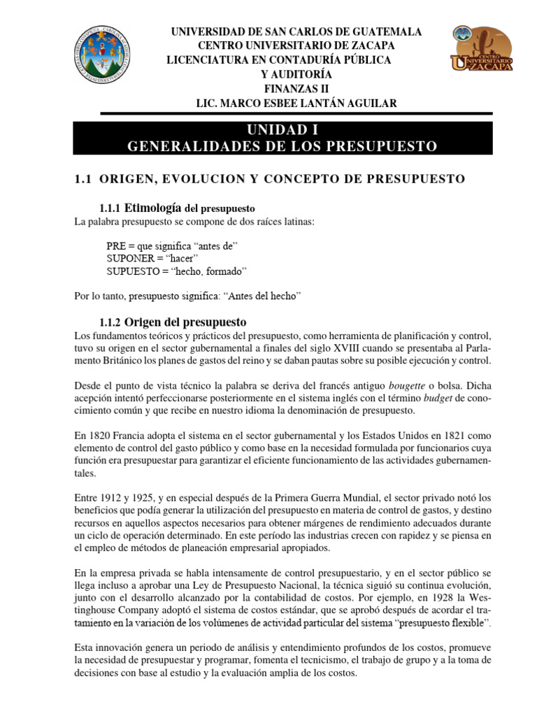 NOTA I Generalidades de Los Presupuestos | PDF | Presupuesto | Business