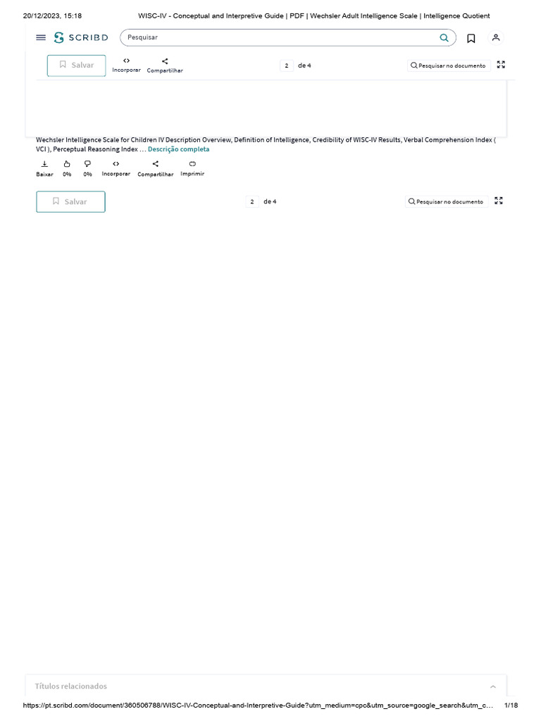 WISC-IV - Conceptual and Interpretive Guide | PDF | Wechsler Adult ...